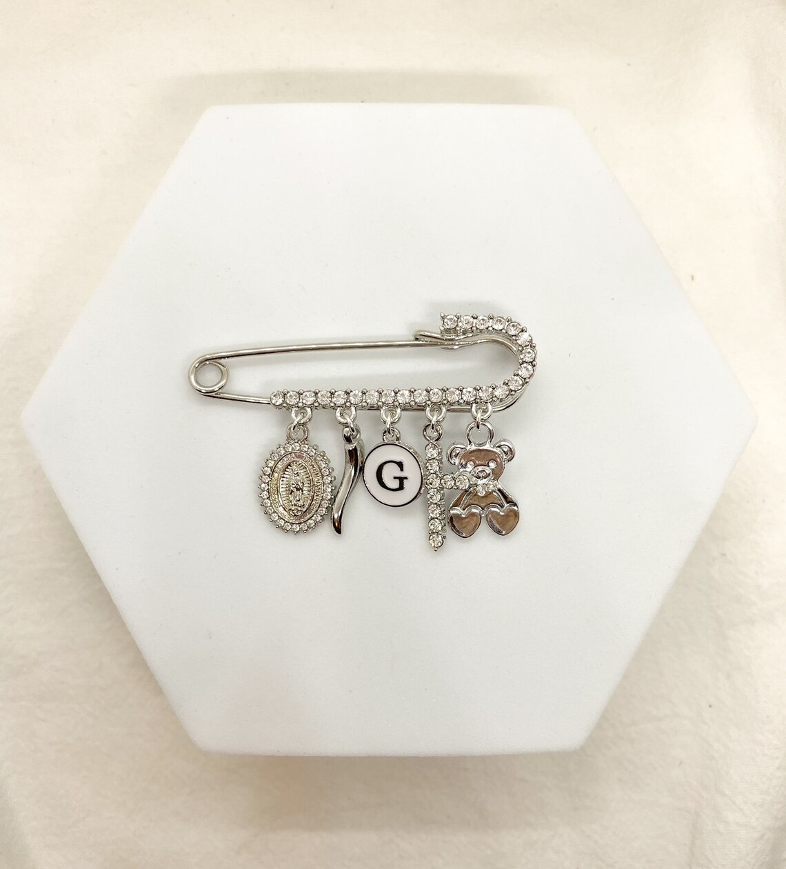 Personalized Silver Baby Brooch: Christening Gift, Keepsake Safety Pin ...