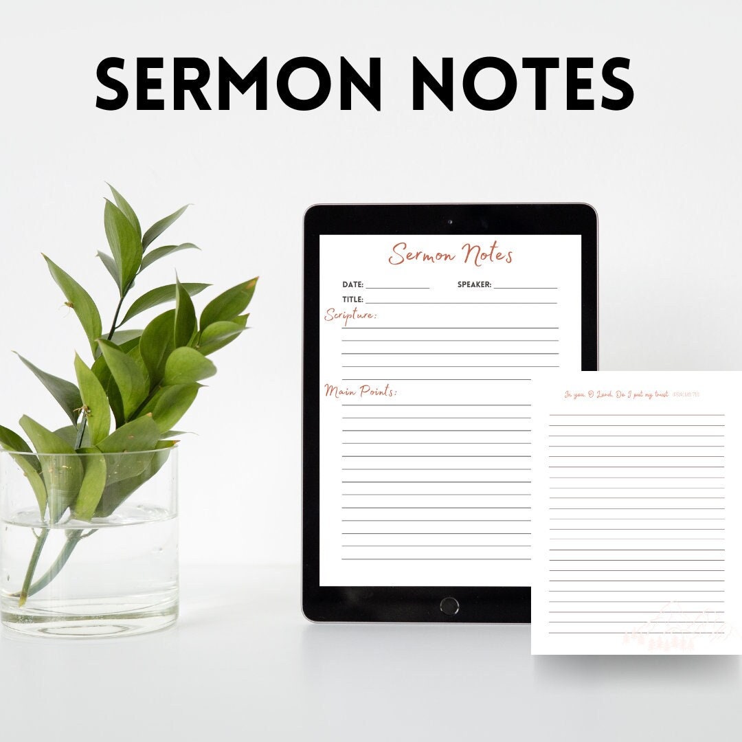Christian Digital Sermon Notes | iPad Printable Church Notes Template ...