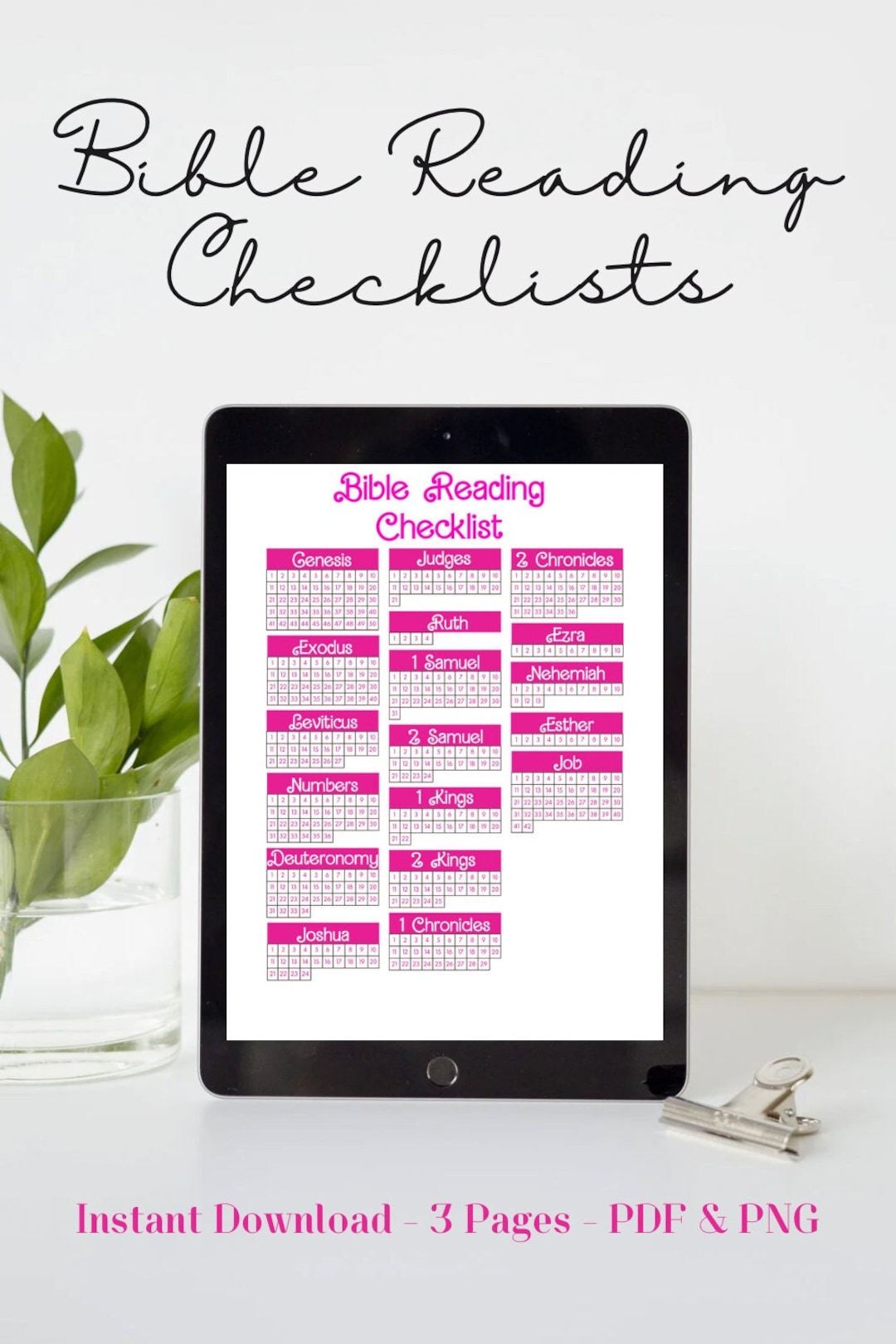 Bible Study Reading Tracker, Christian Bible Reading Checklists ...