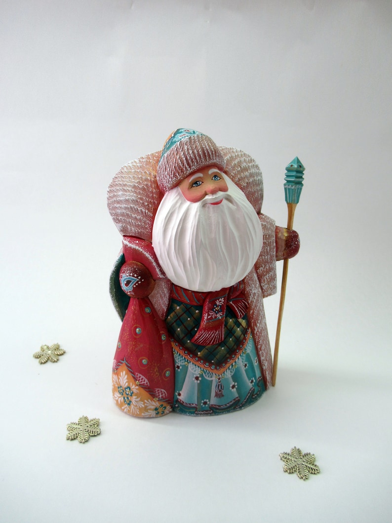 Collectible Russian Santa Claus Wooden painted Russian Santa | Etsy