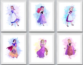 Princess watercolor | Etsy