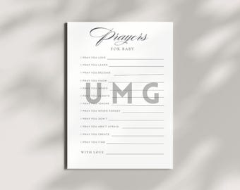 Prayers for Baby Fill in the Blank, Baby Shower Game, Baby Shower ...