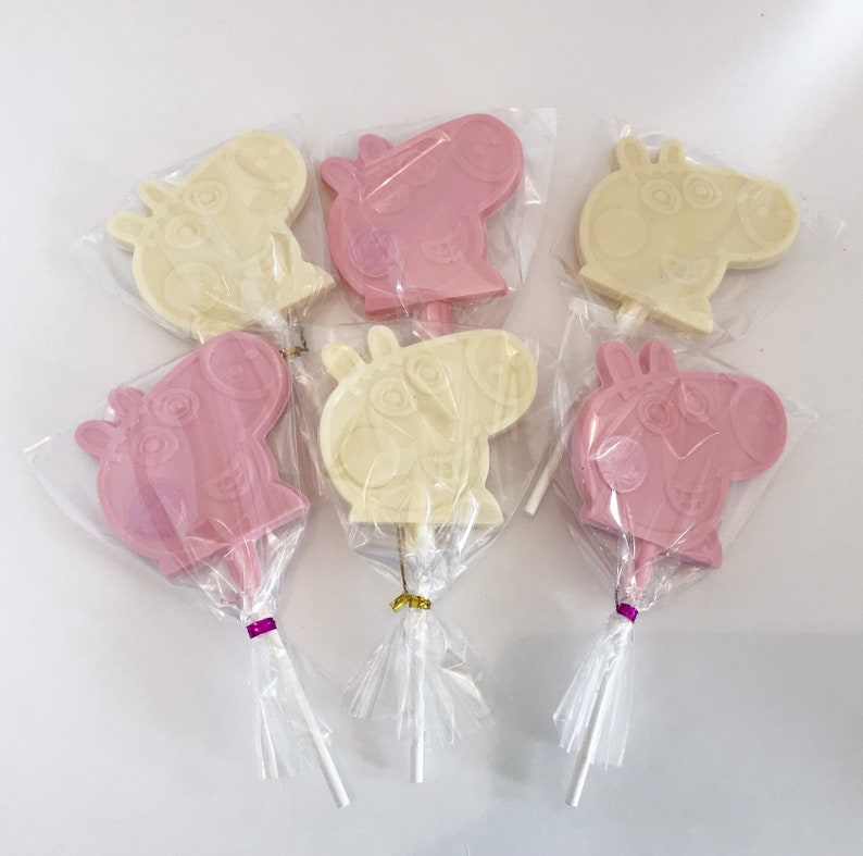 Peppa Pig Inspired Chocolate Lollipops Choice of White Pink - Etsy