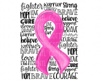 Breast Cancer Flower Pink Ribbon Sublimation Transfer - Etsy