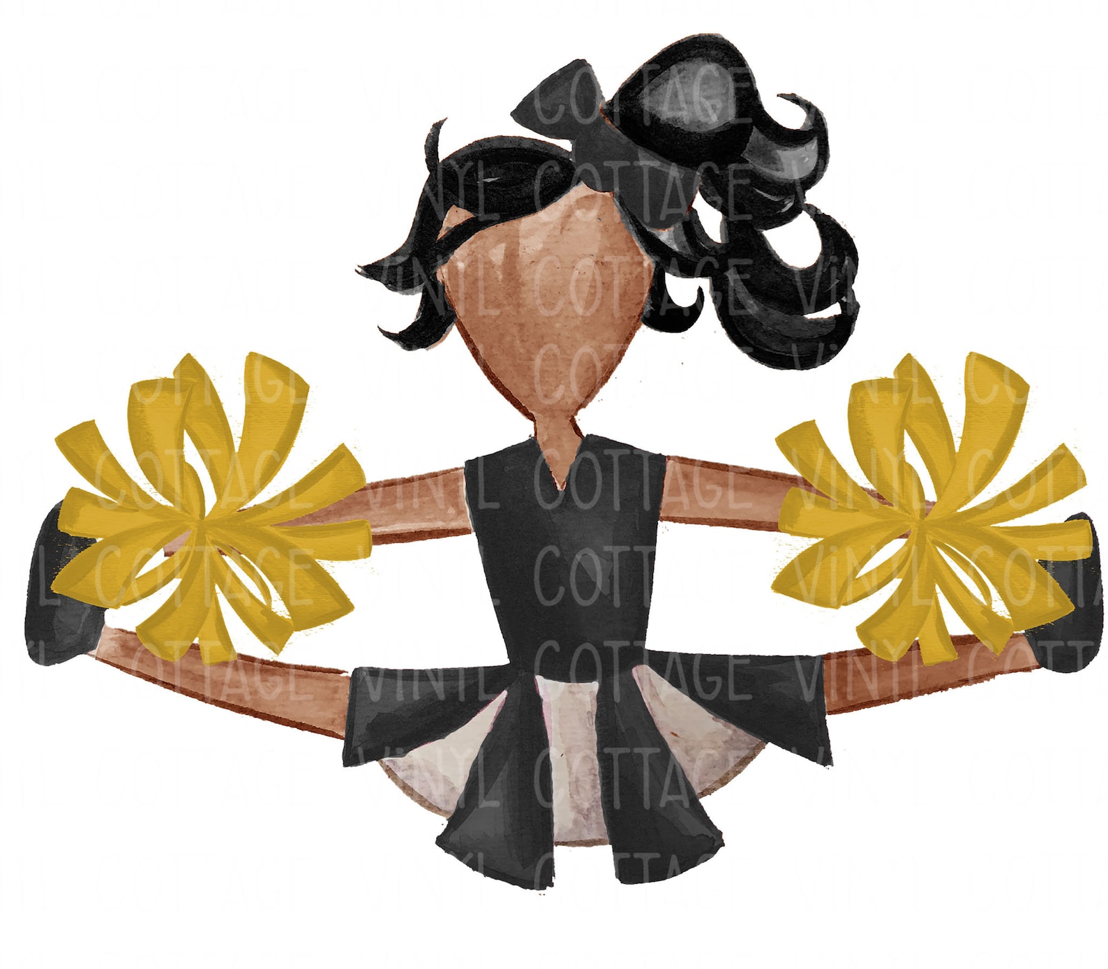 Black and Gold Cheerleader African American Cheerleader - Etsy.de