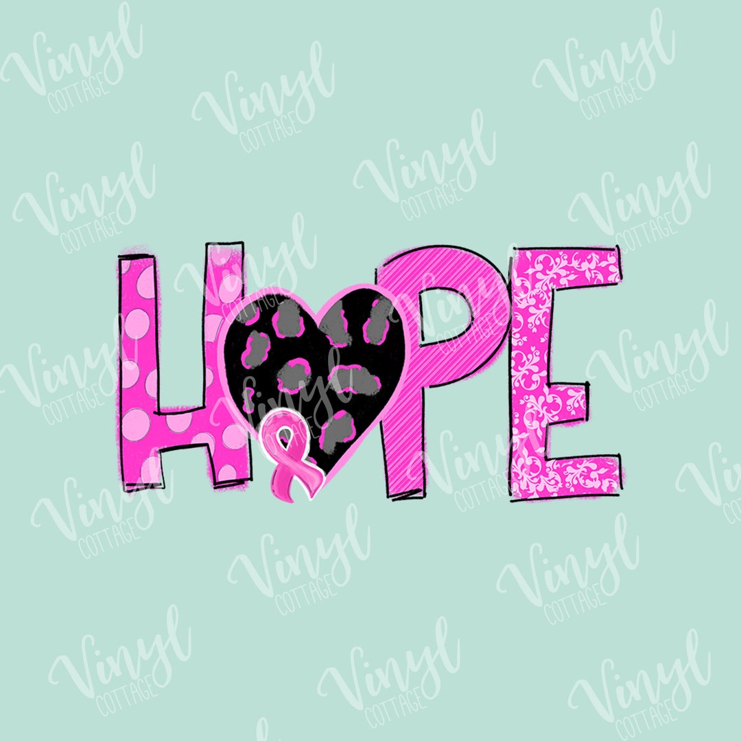 Hope Pink Ribbon Sublimation Transfer, Breast Cancer, Pink Ribbon ...
