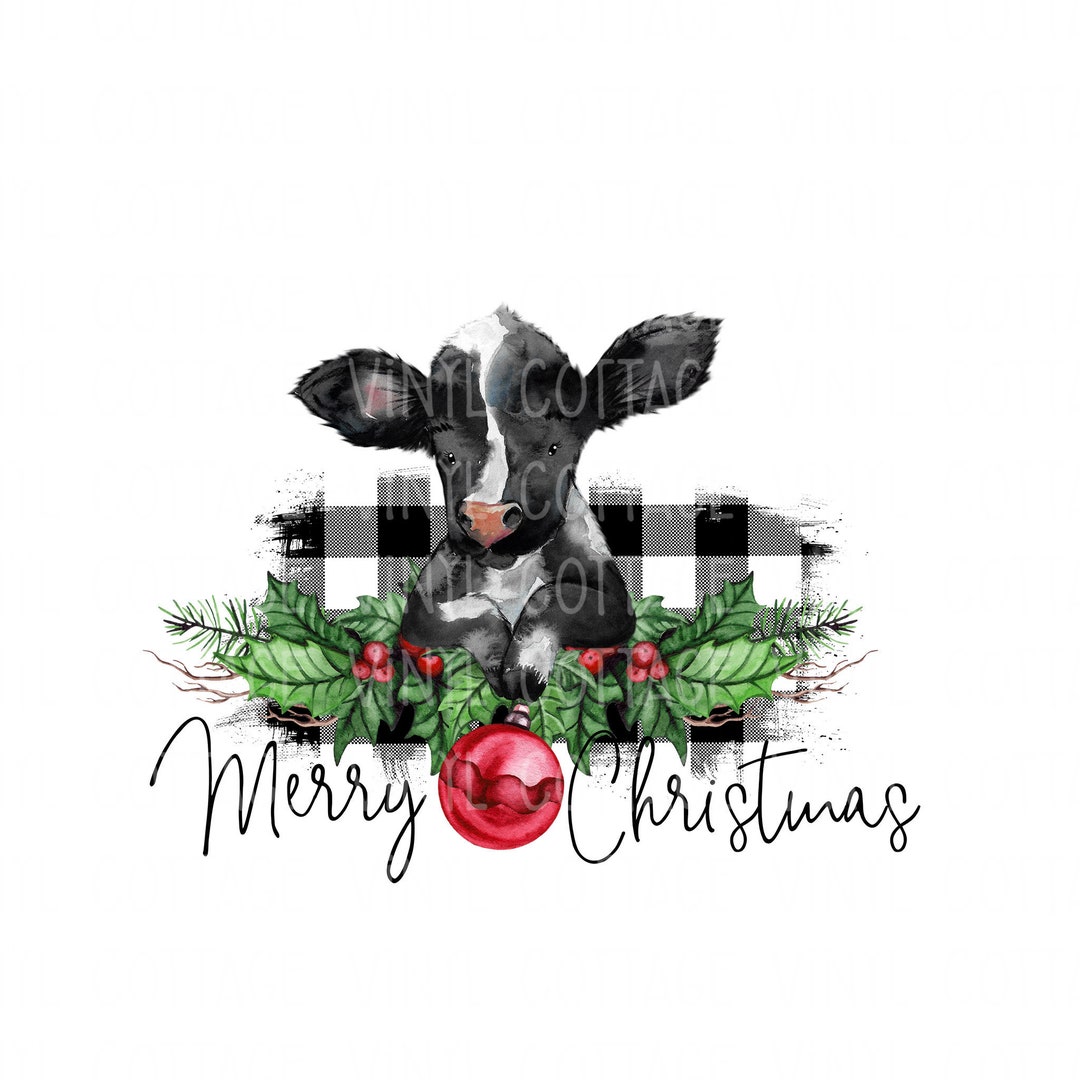 Christmas Calf Merry Christmas Heifer Country Christmas - Etsy