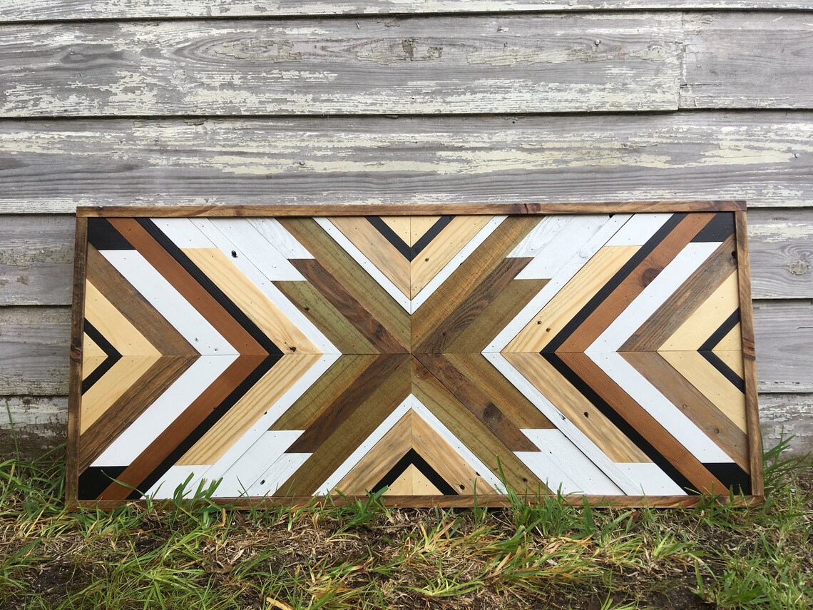 Geometric Wood Art - Wooden Wall Art Hanging - Geometric Decor - Boho ...