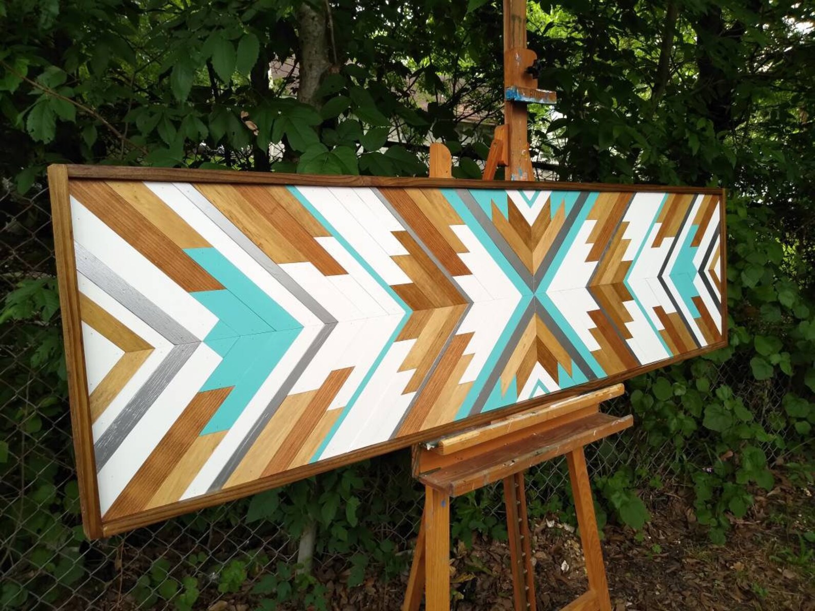 Geometric Wood Sign Wooden Wall Art Wood Mosaic Wall Art | Etsy