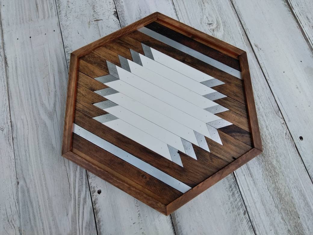 Wood hexagon hexagon geometric art hexagon wood art | Etsy