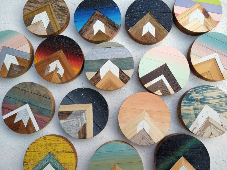Round Mountains Small Round Design Mini Mountains Wood - Etsy