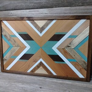 Aztec Design Reclaimed Wood Art Bohemian Decor Gypsy Art Angled Wood ...