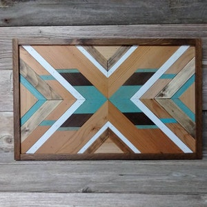 Aztec Design Reclaimed Wood Art Bohemian Decor Gypsy Art Angled Wood ...