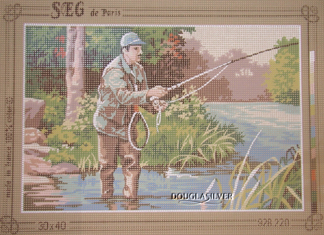 NEEDLEPOINT CANVAS Fly FISHING by Seg De Paris - Etsy