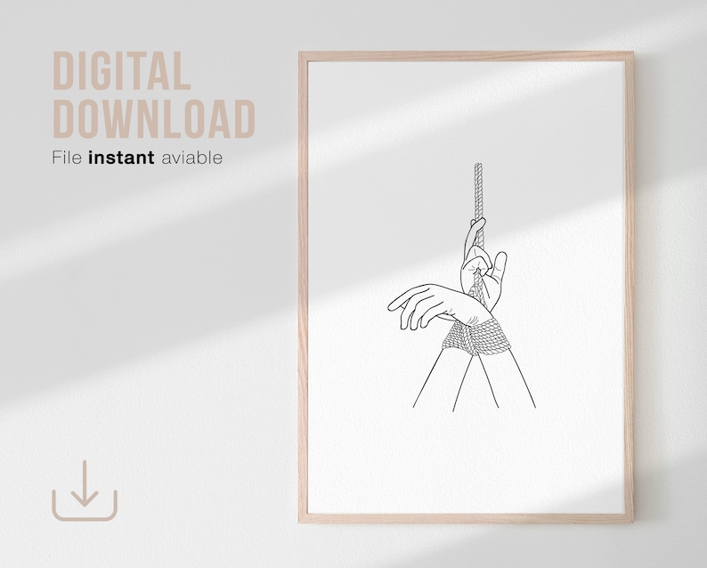 Bondage Poster Erotic Wall Art Mature Bdsm Minimalistic Line Art