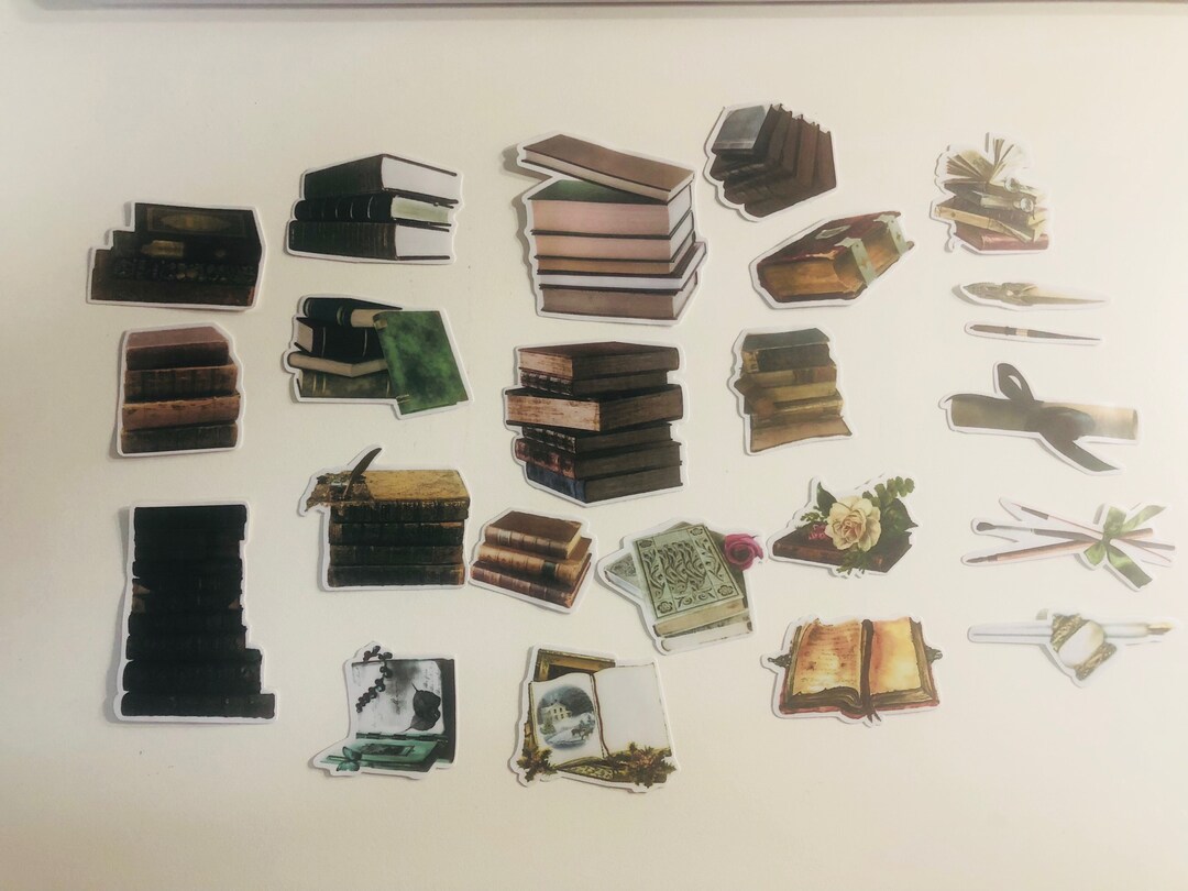 Vintage Books Stickers | 22 Pieces| Scrapbooking Stickers | Bullet ...