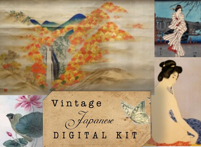 Vintage Japanese Printable Ephemera instant Download digital | Etsy