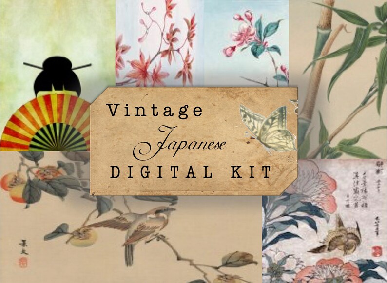 Vintage Japanese Printable Ephemera instant Download digital | Etsy
