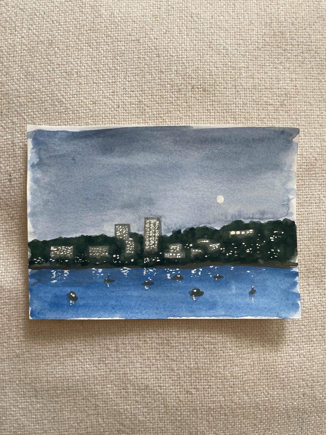 Original Mini Watercolour Plein Air Painting - Beach Seascape ...
