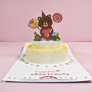 Birthday Pop-up Card,3d Birthday Card,cake,bear Birthday Card for Kids ...