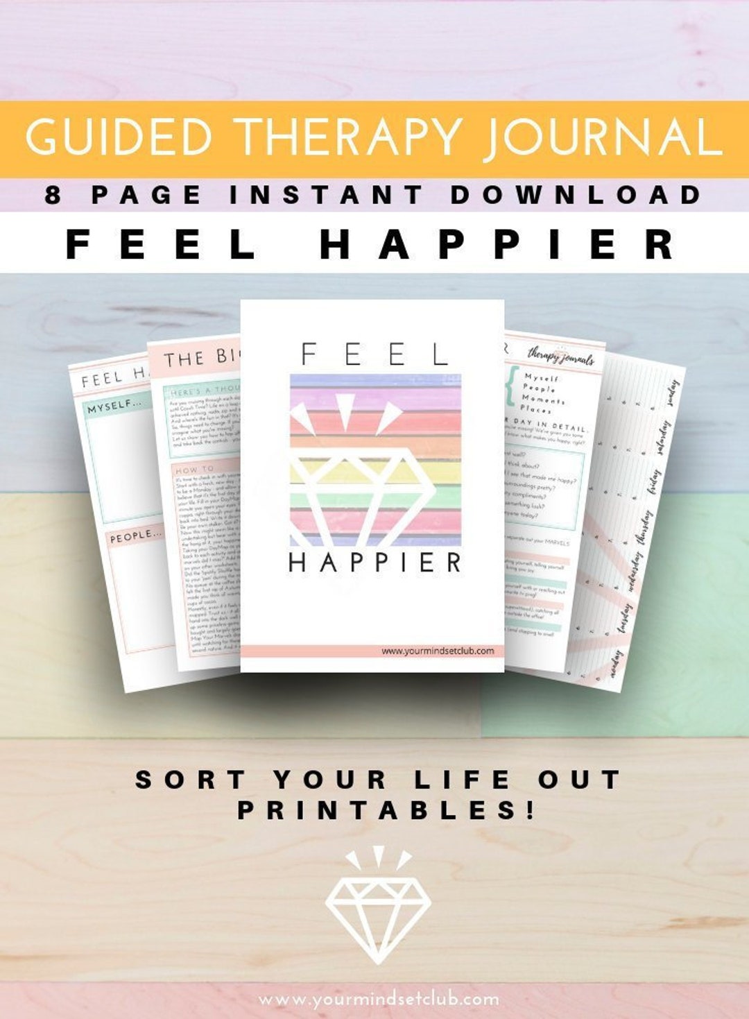 How to Feel Happier Guided Journal Mental Health Tracker - Etsy UK