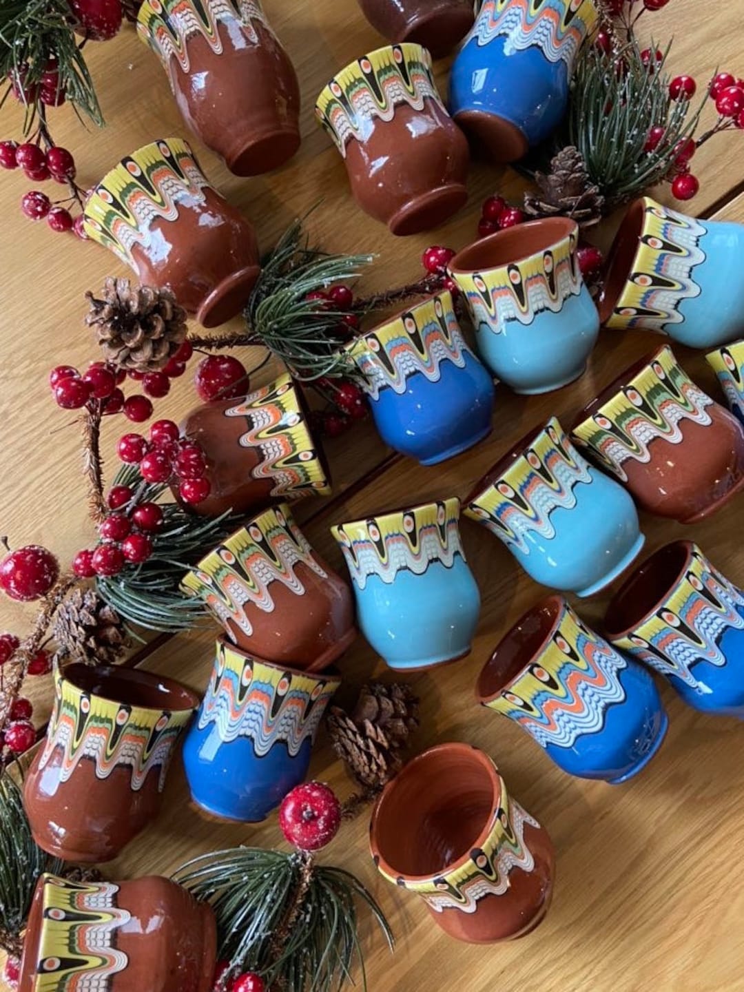 Handmade Pottery Gift Set 180ml Ceramic Cups, Wine Goblets Glazed ...