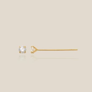 14K Solid Gold Single Stone Fishtail Nose Bone Stud Piercing, 24gauge ...