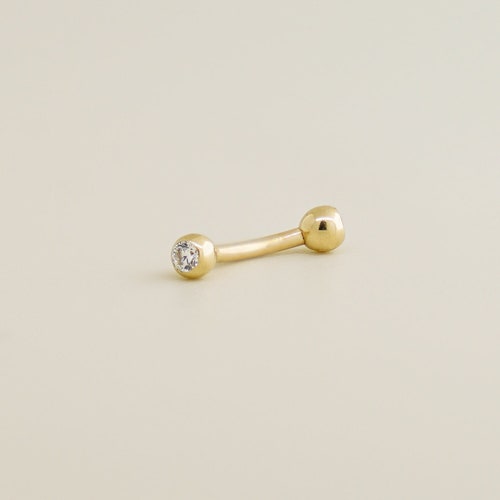 14k Solid Gold Rook Piercingdaithinternally Threaded Curved - Etsy