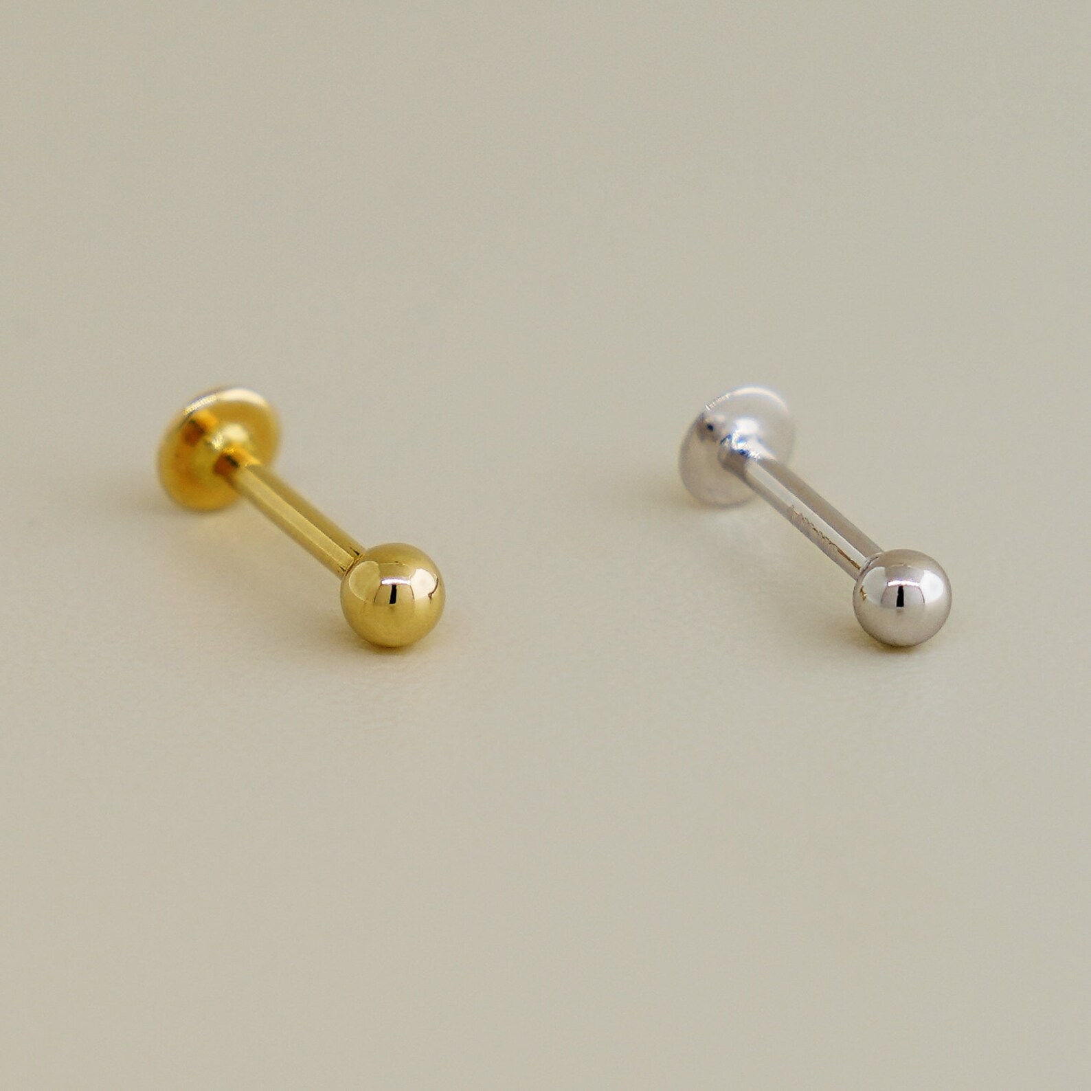 14K REAL Solid Gold Sphere Ball Labret Chin Cartilage Daith - Etsy