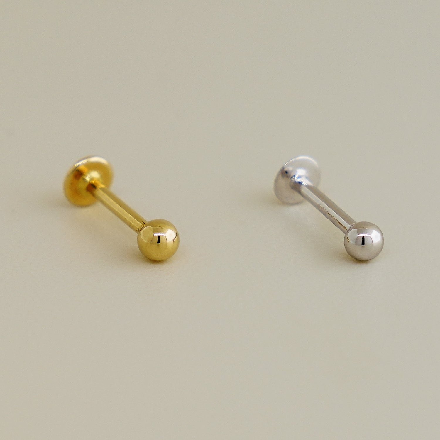 14K REAL Solid Gold Sphere Ball Labret Chin Cartilage Daith - Etsy