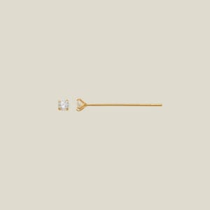 14K Solid Gold Single Stone Fishtail Nose Bone Stud Piercing, 24gauge ...