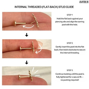 14K REAL Solid Gold Love Knot Ear Piercing Earring Minimal Cartilage ...