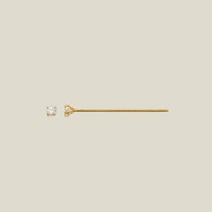 14K Solid Gold Single Stone Fishtail Nose Bone Stud Piercing, 24gauge ...