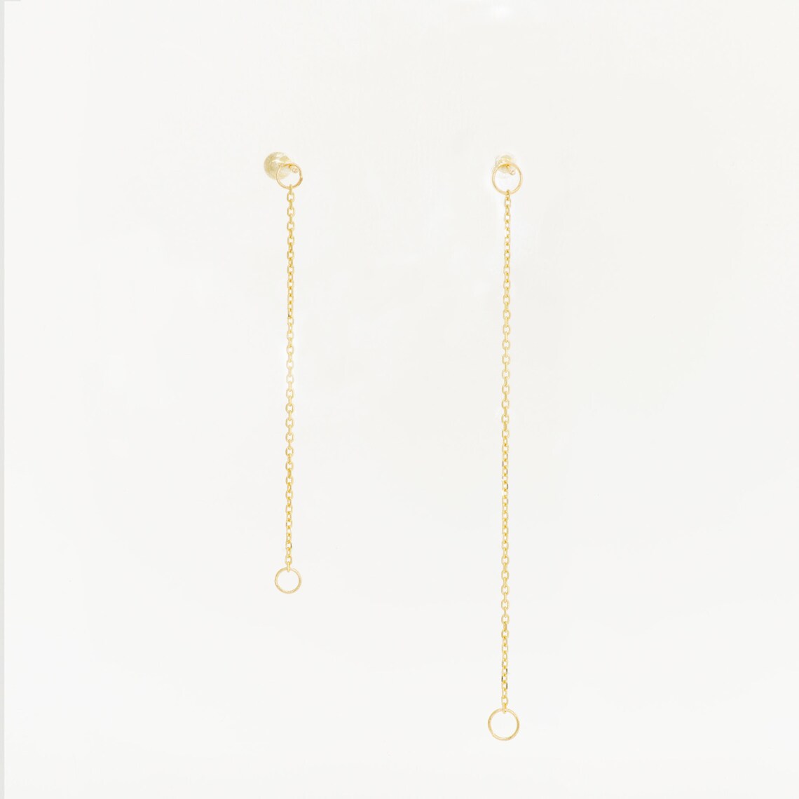 14K Solid Gold Extension Ear Connecting Chain Chain Earring - Etsy