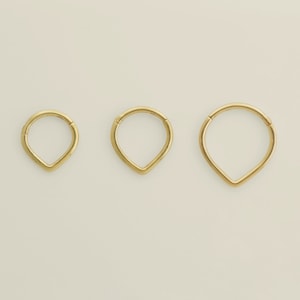 14K REAL Solid Gold V Shape Pointed Teardrop Septum Ring Piercing ...