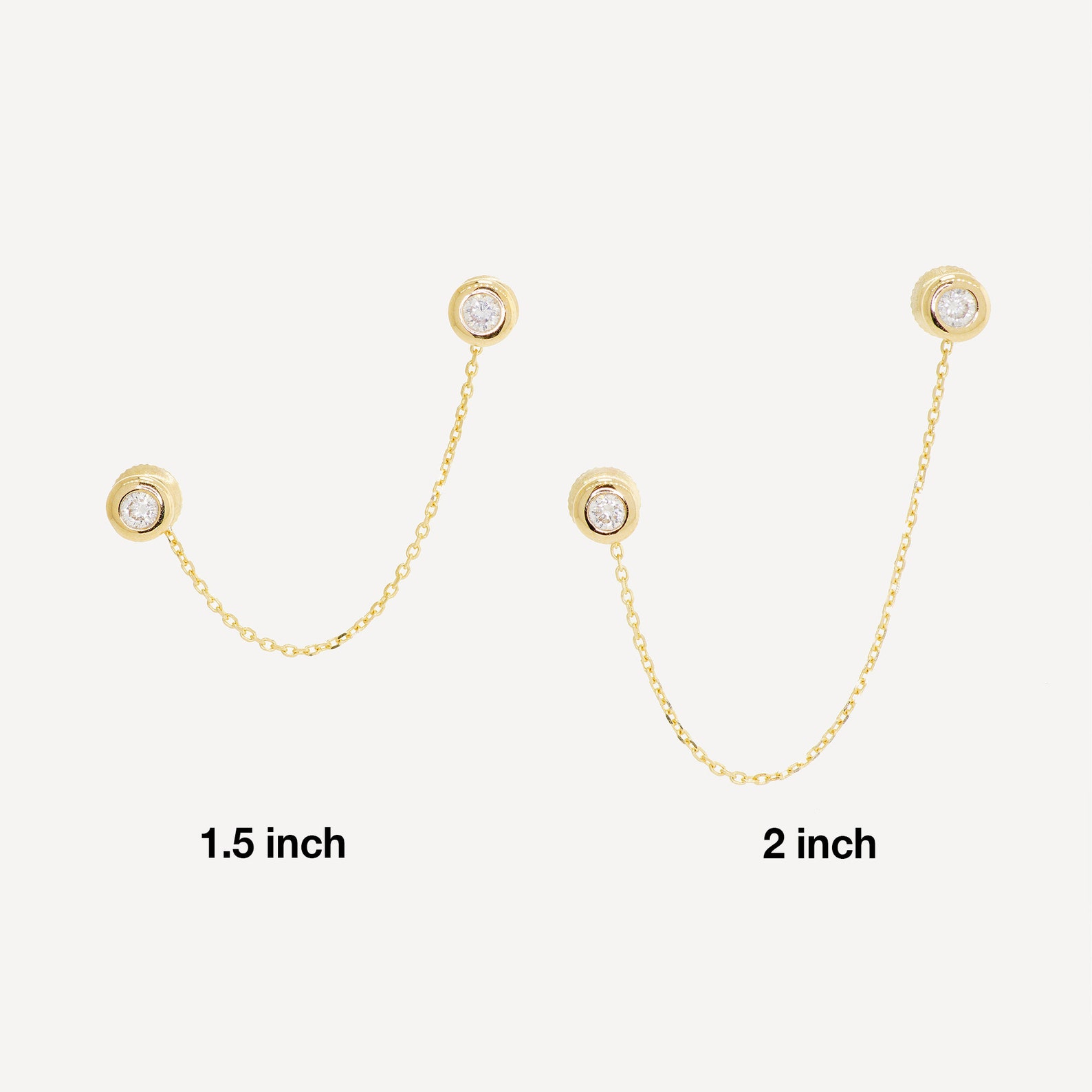 14K Solid Gold Extension Ear Connecting Chain Chain Earring - Etsy