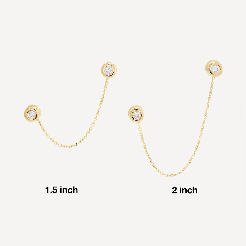 14K Solid Gold Extension Ear Connecting Chain Chain Earring - Etsy