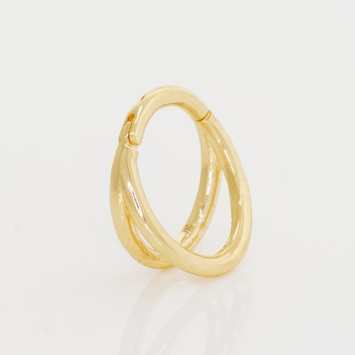 14k Solid Gold Double Row Hinged Hoop Danity Cartilage Ring - Etsy