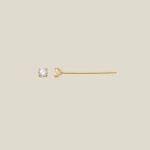 14K Solid Gold Single Stone Fishtail Nose Bone Stud Piercing, 24gauge ...