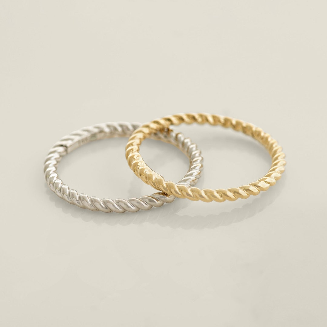 14K REAL Solid Gold Braid Rope Band Ring Simple Daily Ring Gift for Her ...