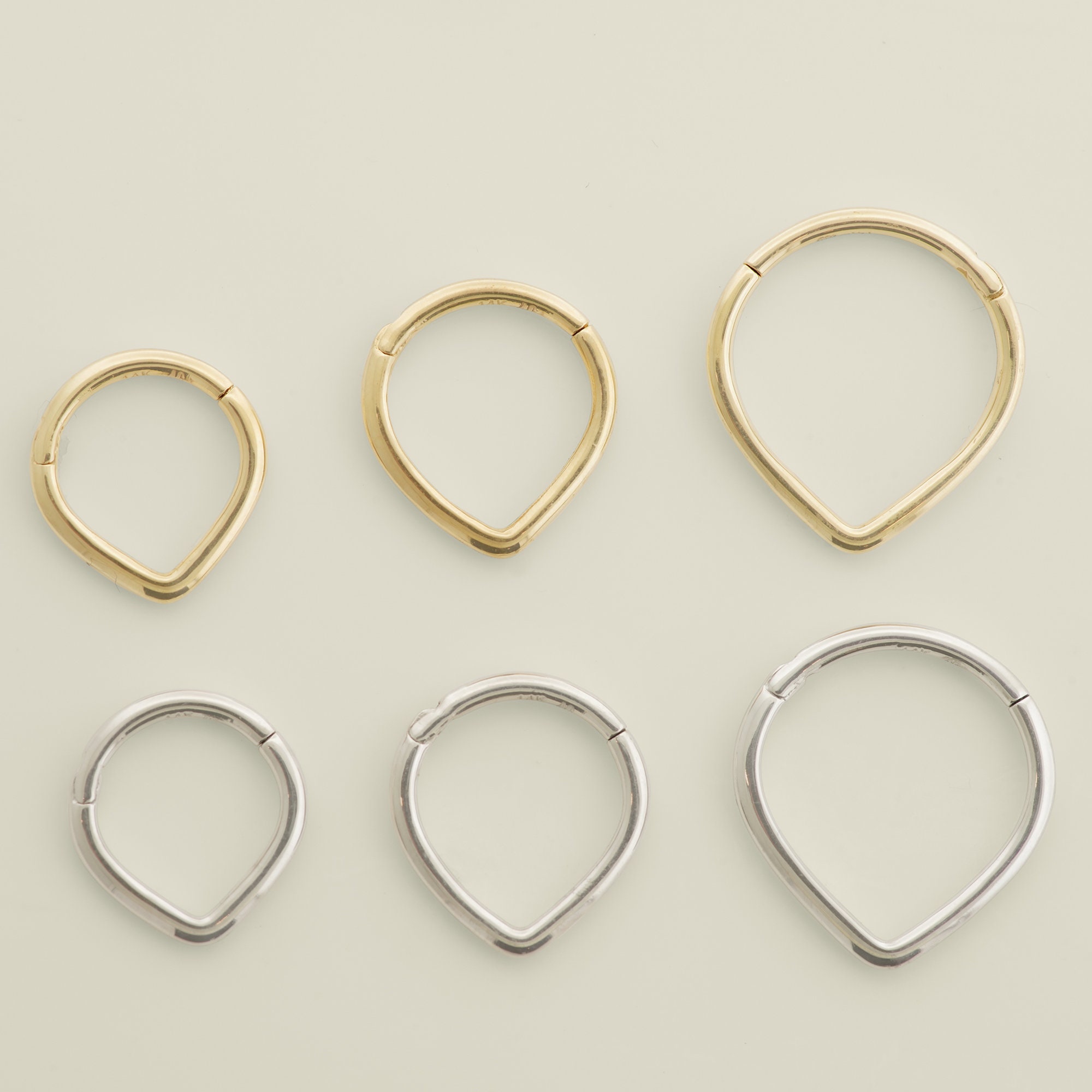 14K Solid Gold V Shape Clicker Hoop Ring, Nose Septum Ear Piercing ...