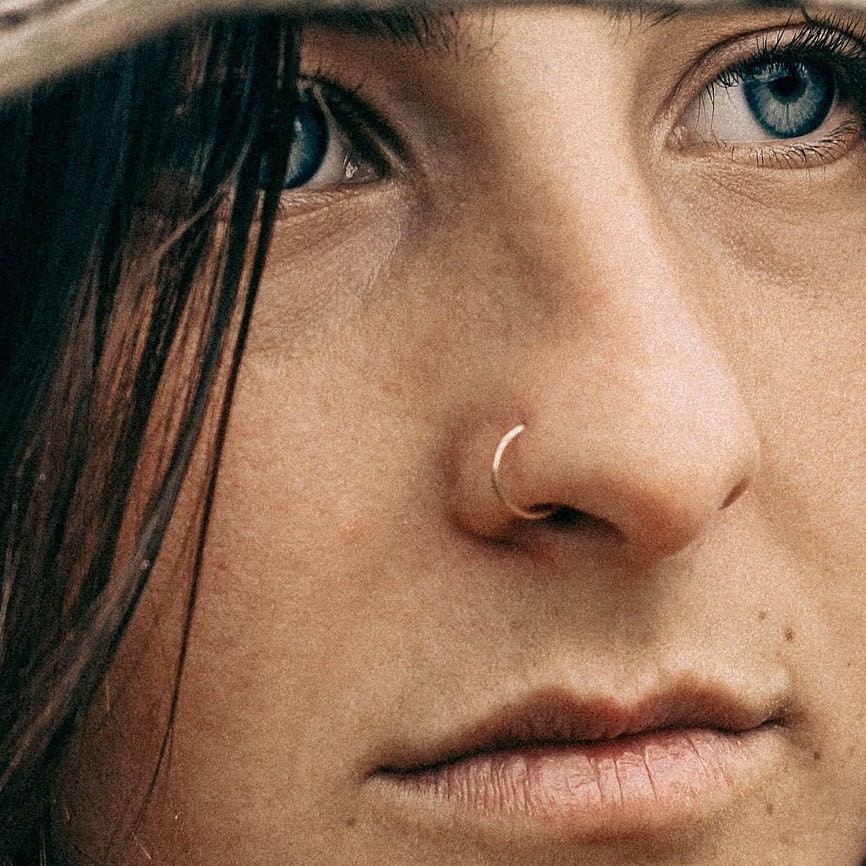 100% 14K REAL Solid Gold Nose Hoop Ring Lip Eyebrow - Etsy
