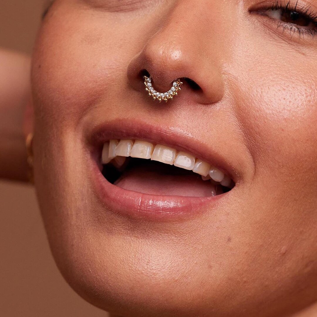 14K REAL Solid Gold CZ Diamond Sunshine Hoop Earring Piercing ...