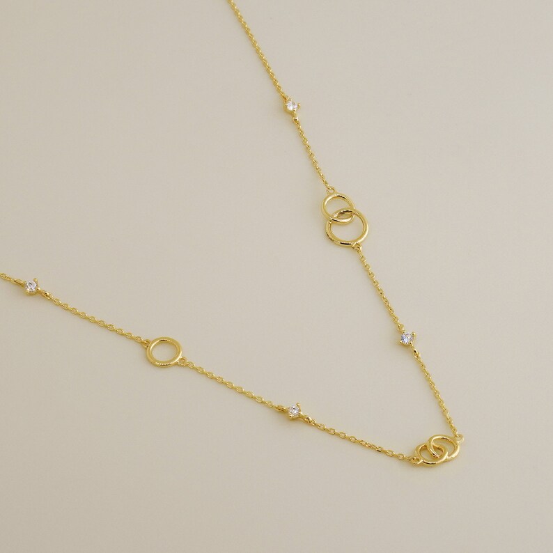 14K REAL Solid Gold Diamond CZ Multi Circle Ring Station - Etsy