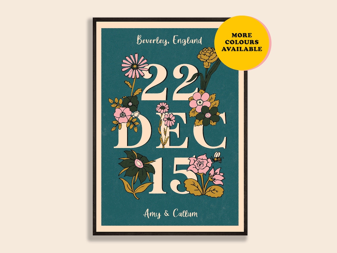 PERSONALISED Love Date Print / First Date / Wedding / Birthday / New ...