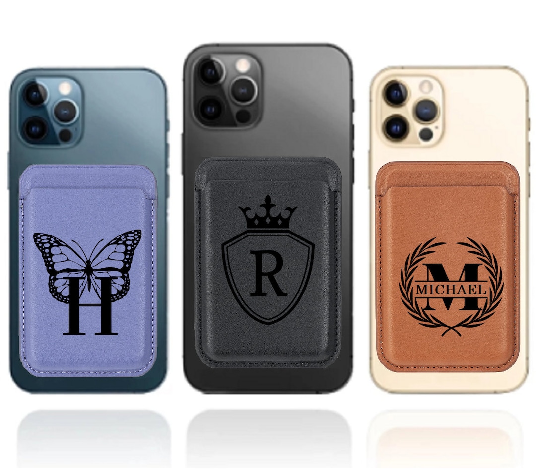Personalized Magsafe PU Leather Magnetic Wallet ID Holder for iPhone ...