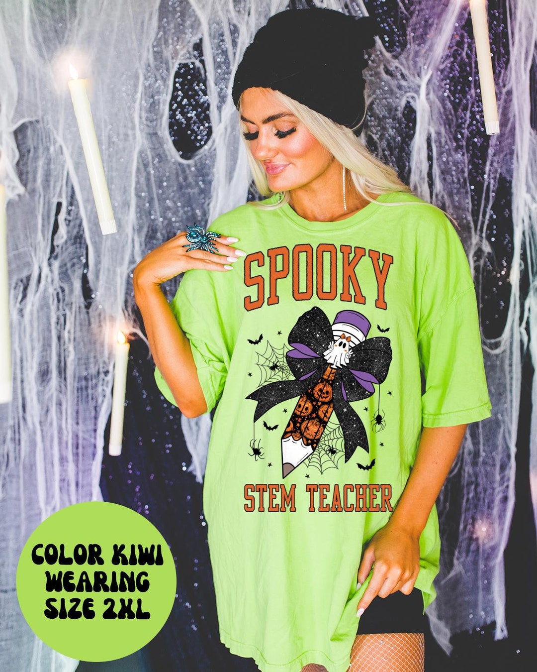 Spooky STEM Teacher Halloween Pumpkin Ghost Bow Coquette Shirt, Gifts ...