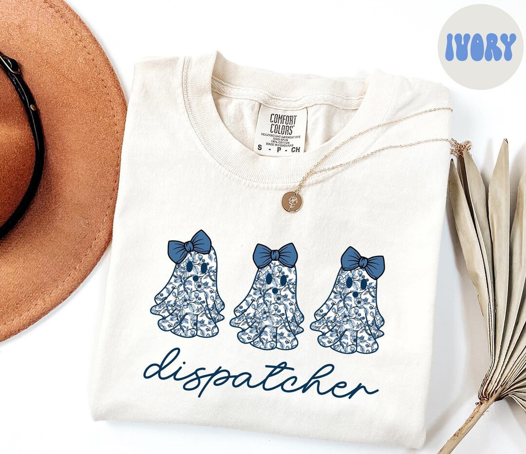 Dispatcher 911 French Blue Toile Halloween Ghosts Coquette Floral Shirt ...