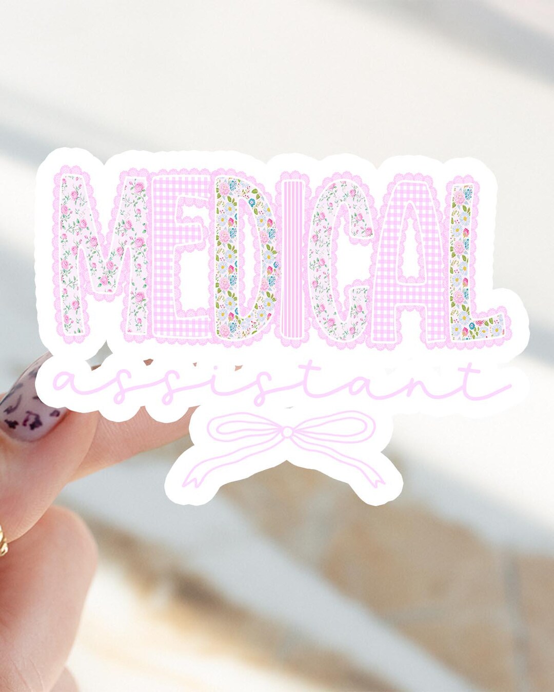 Medical Assistant Sticker, Graduation Dainty Lace Floral Kiss Cut ...