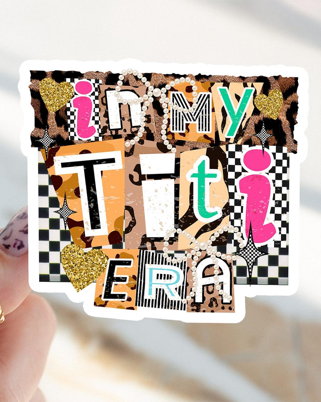 Titi Sticker, Mothers Day Ransom Pearl Leopard Kiss Cut Sticker, Gifts ...